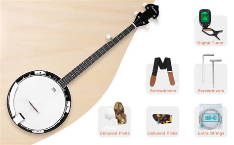 Asmuse Banjo 5 String With 24 Brackets Full Size 38 Inch Banjo Guitar Closed Solid