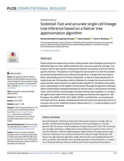 Pdf Scelestial Fast And Accurate Single Cell Lineage Tree Inference