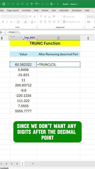 Excel Trunc Function Remove Decimal Points 2024 🤓 Youtube
