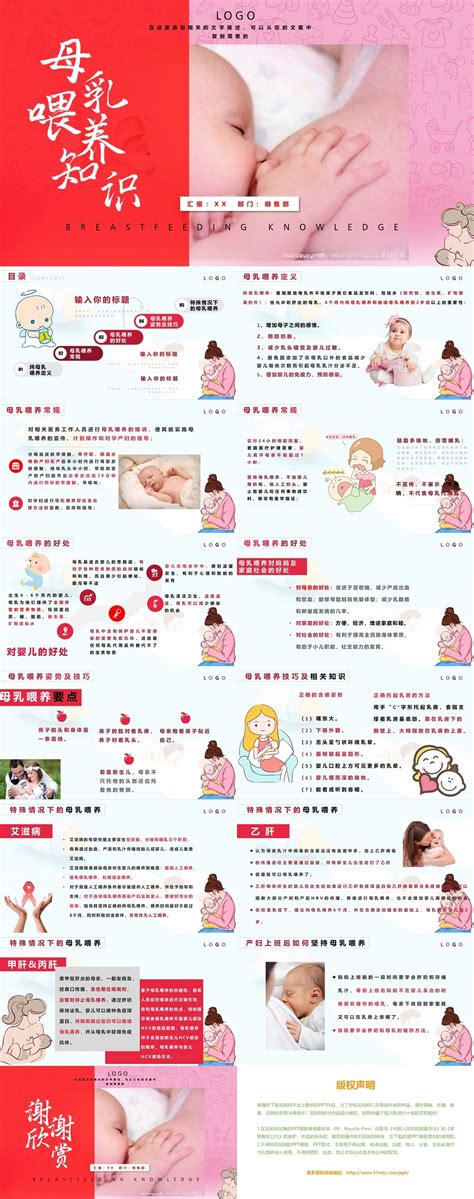 温馨母乳喂养知识PPT模板 人人办公