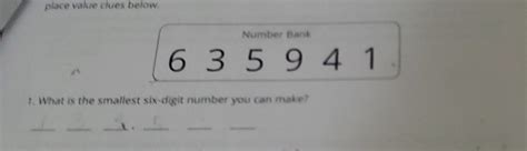 Solved Place Value Clues Below Number Bank 6 3 5 9 4 1 1 What Is The