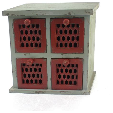 Antiqued 4 Drawer Tabletop Organizer Farmhouse Desk Accessories By Virventures Houzz