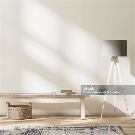 현대 의 거실 인테리어 태양 광선이있는 밝은 방 벽 모의 3d 렌더링 0명에 대한 스톡 사진 및 기타 이미지 0명 가구 가정의 방 Istock