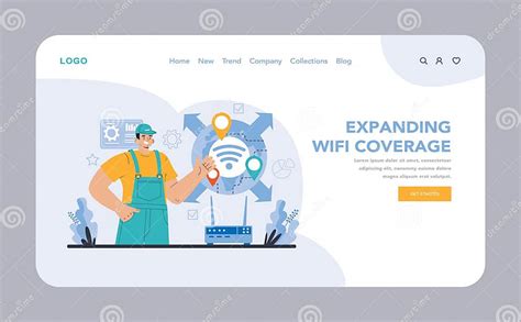 Wi Fi Network Web Or Landing Specialist Setting Up Developing Stock Vector Illustration Of