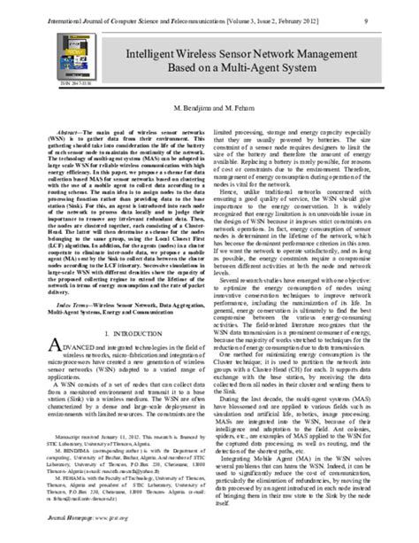 Pdf Intelligent Wireless Sensor Network Management Based On A Multi Agent System