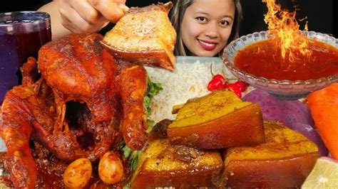 Spicy Mukbang Asmr Fatty Pork Ribs Red Spicy Whole Chickenquail