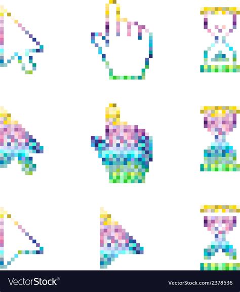 Pixel Cursors Icons Mouse Hand Arrow Hourglass Vector Image