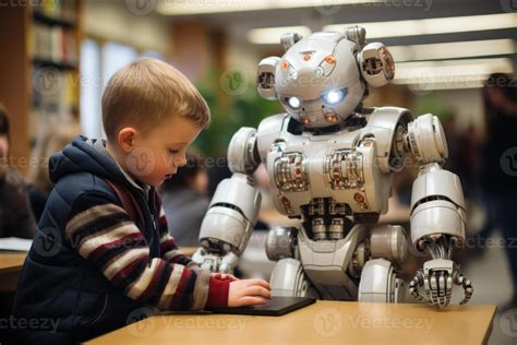 Ai Generated Robot In Classroom Assisting Students With Learning