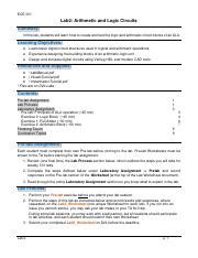 ECE 331 Lab2 Creating And Testing Arithmetic Logic Circuits Course Hero