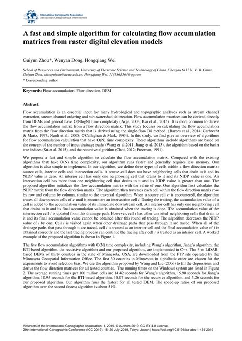 Pdf A Fast And Simple Algorithm For Calculating Flow Accumulation