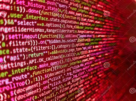 Application Web Source Code On Monitor Html5 Concept Macro Backdrop In