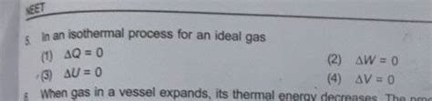 In An Isothermal Process For An Ideal Gas Filo