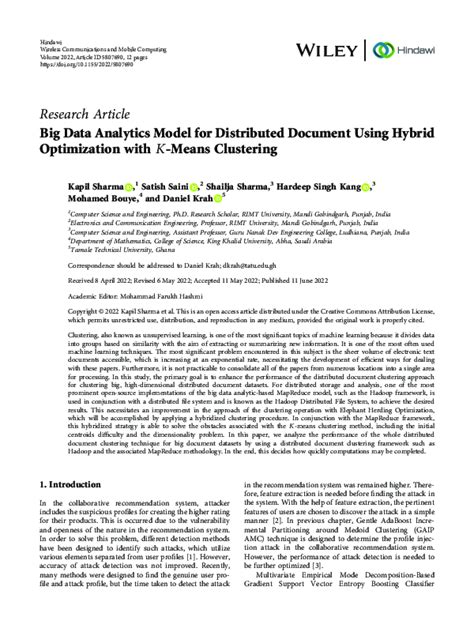 Pdf Big Data Analytics Model For Distributed Document Using Hybrid