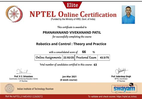 Pranavanand Patil On Linkedin Robotics Nptel Iitroorkee Learning