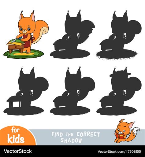 Find The Correct Shadow Education Game Cute Vector Image