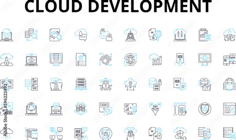 cloud development linear icons set scalability virtualization automation containerization