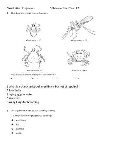 Explanations To Igcse Biology Multiple Choice Questions Teaching Resources