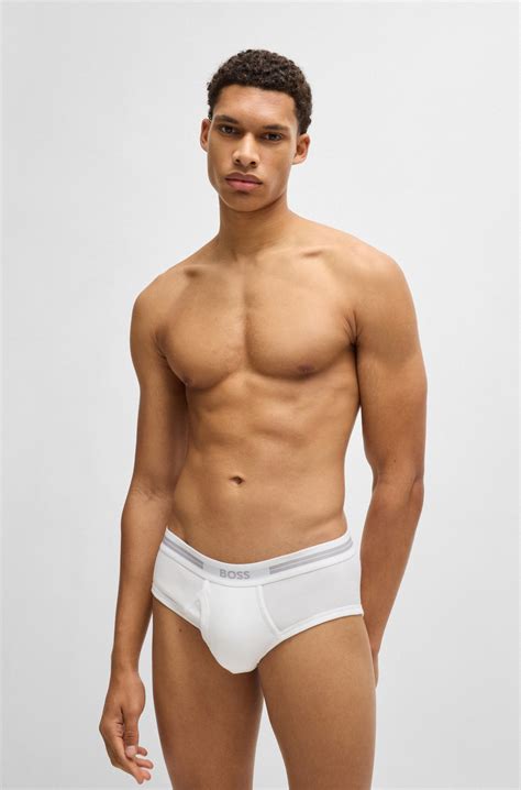 Boss Ribbed Cotton Briefs With Logo Waistband