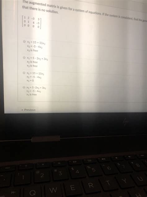 Solved Question The Augmented Matrix Is Given For A System Chegg Com