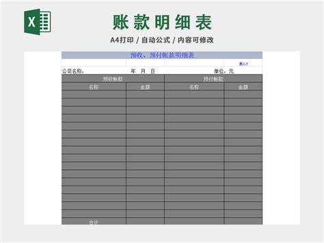财务账款明细表 椰子办公