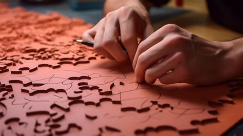 Premium Photo A Close Up Of A Person Working On A Puzzle Generative Ai