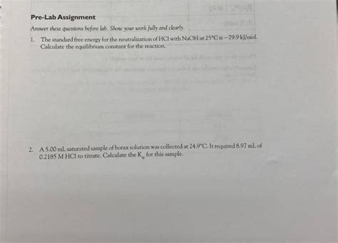 Solved Pre Lab Assignment Answer These Questions Before Lab Chegg