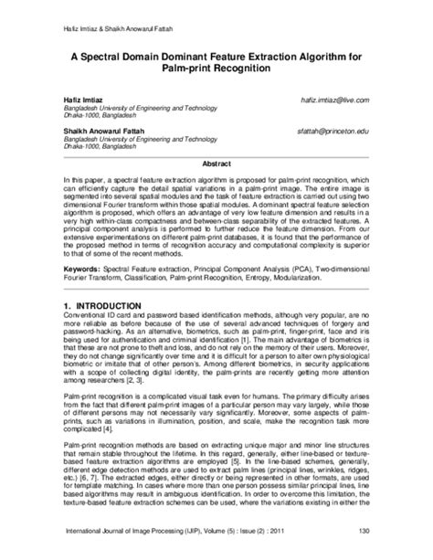 Pdf A Spectral Domain Dominant Feature Extraction Algorithm For