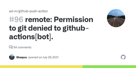 Remote Permission To Git Denied To Github Actions Bot · Issue 96