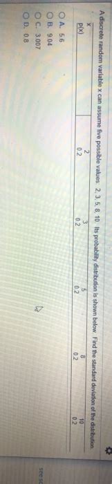solved a discrete random variable x can assume five possible