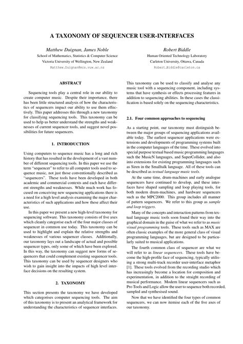 Pdf A Taxonomy Of Sequencer User Interfaces