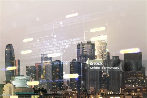 로스 앤젤레스 도시 풍경 배경 소프트웨어 개발 개념에 추상 가상 코딩 그림 다중 노출 컴퓨터 소프트웨어에 대한 스톡 사진 및 기타 이미지 컴퓨터 소프트웨어 0명