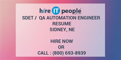 Sdet Qa Automation Engineer Resume Sidney Ne Hire It People We
