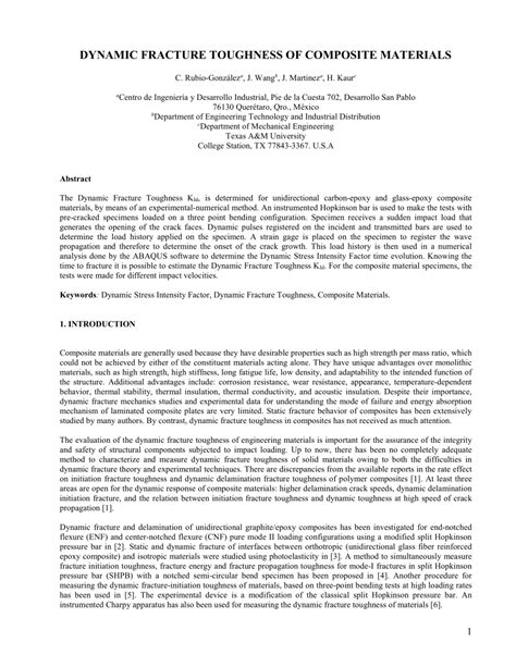 Pdf Dynamic Fracture Toughness Of Composite Materials