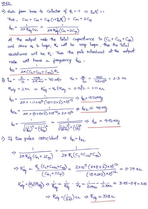 10 62 consider the frequency response of the bipolar cascode amplifier