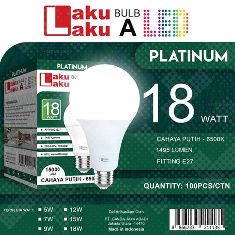 Jual LAMPU BOHLAM LAKU LAKU PLATINUM BULB A LED WATT GARANSI W W W WATT Kab