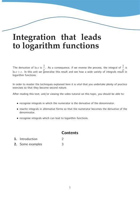 Solution Integration That Leads To Logarithm Functions Studypool