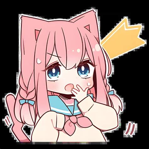 Розовая кошка тян Telegram Stickers