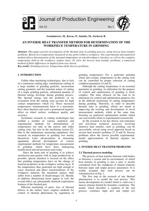 Pdf An Inverse Heat Transfer Method For Determination Of Workpiece Temperature In Grinding