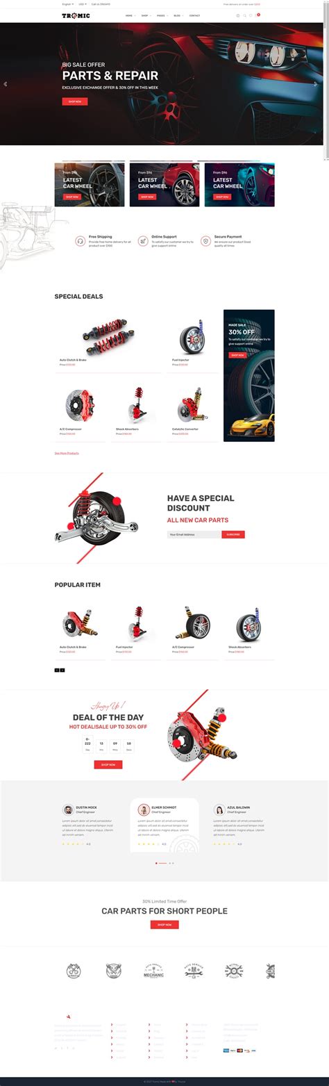Html汽车网站设计，汽车配件网上商城模板 17素材网