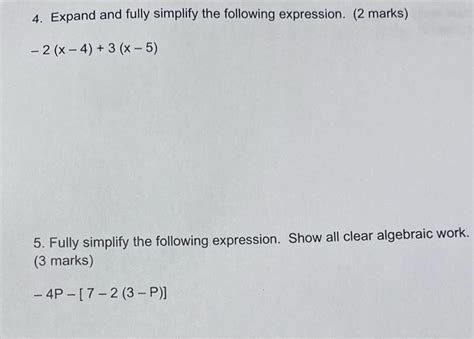 Solved Expand And Fully Simplify The Following Chegg