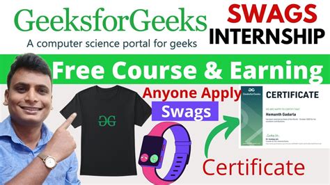Geeksforgeeks Free Course Certificate Internship Free Swags Goodies
