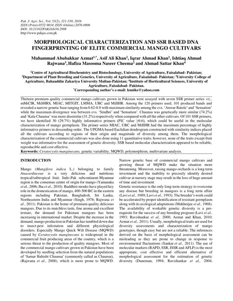 Pdf Morphological Characterization And Ssr Based Dna Fingerprinting