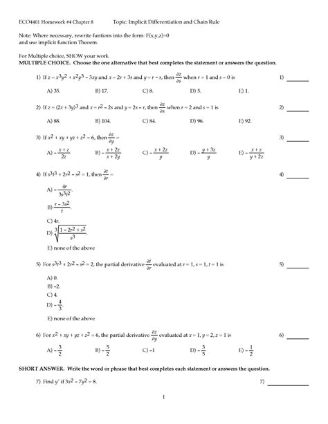 HW4 Practice Material For The Course ECO 4401 Homework 4 Chapter 8 Topic Implicit Studocu