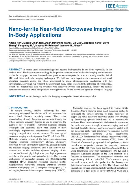 Pdf Nano Ferrite Near Field Microwave Imaging For In Body Applications