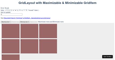 vue grid layout minimized item not shared codesandbox