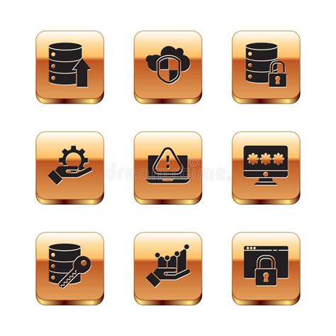 Set Server Data Web Hosting Security With Key Pie Chart Infographic