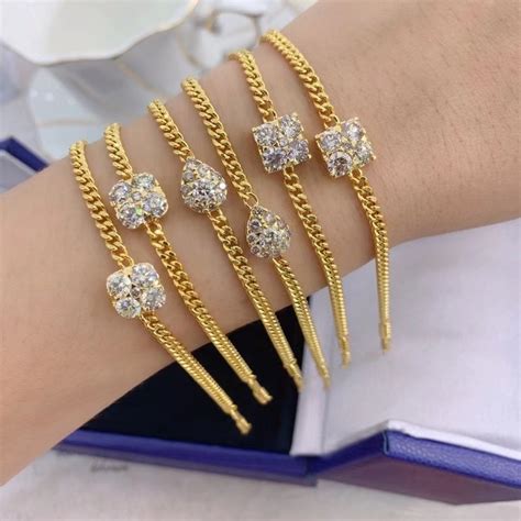 여성용 테스트 양성 솔리드 모이사나이트 랩 그로운 다이아몬드 베젤 쿠바 팔찌 18k 옐로우 골드 Df 컬러팔찌 And 뱅글