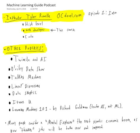 Machine Learning Guide Podcast Part1 Notes NevBlog