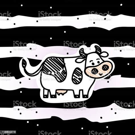 벡터 일러스트 라인 만화 서 발견 소 손으로 그린 종이 아트 스타일 줄무늬 배경 패키지 포스터 라벨 디자인 배너 전단지 등에