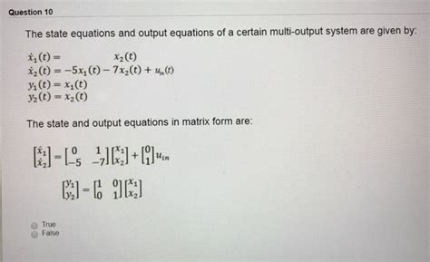 solved question 10 the state equations and output equations